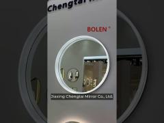 round led smart mirror with 3 color temperature adjustable anti-fog and touch control