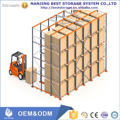China 8m height 1500kg load /pallet warehouse storage heavy duty drive in rack system ISO9001 and CE certificated for sale