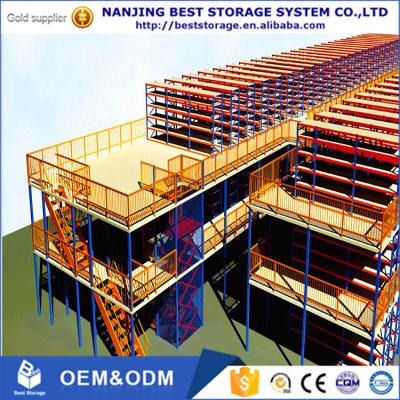 China warehouse storage logistic equipment max use space 3 floors mezzanine racking system for sale