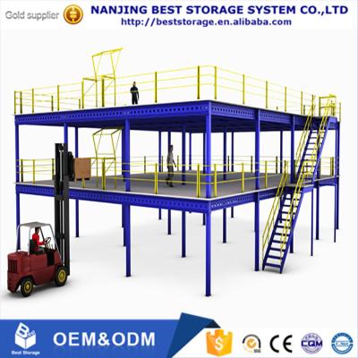 China 2 levels mezzanine floor 250-500kg load per sqm double use of your storage space ISO9001 and CE certificate for sale