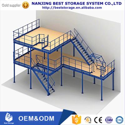 China 2 or 3 levels floor warehouse storage mezzanine platform floor rack lower cost with high quality steel Q235 for sale