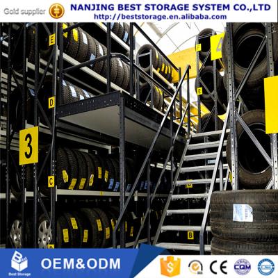 China Space Saving ISO9001 CE certificated Multi level large storage capacity Tire Rack Supported Mezzanine tyre rack for sale