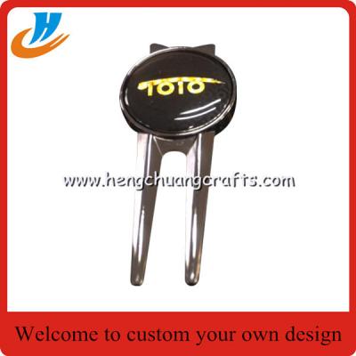 China Custom Golf accessory fork,print logo hat clip with silver plated for sale