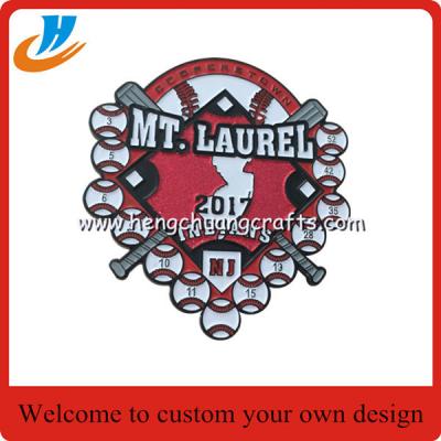 China Custom simple designs and colors baseball badges/soft enamel baseball pins for sale