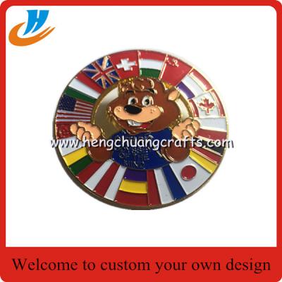 China Cute cartoon logo pin badge round shape metal badge with custom for sale