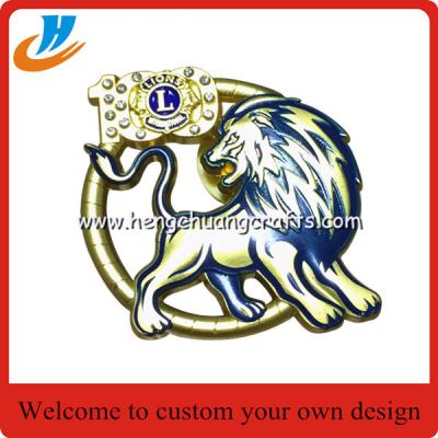 China Custom Matt gold lapel pin,lion club metal pin high quality custom for sale