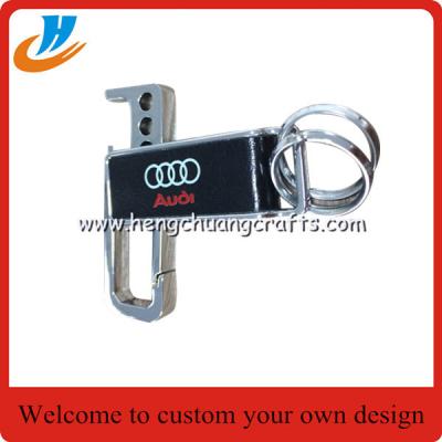 China Leather keychain bottle opener,metal bottle opener with custom car logo for sale