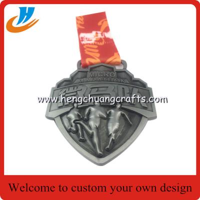 China Die Casting 3D Raised Running Medals, Zinc Alloy Die Casted Sport Medallions for sale