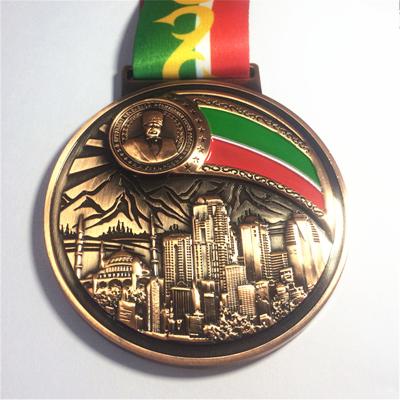 China Heavy Duty Zinc Alloy Color Painted Half Marathon Medal, 3D Embossed Event Medal for sale