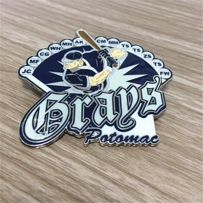 China Vintage Potomac Grays Baseball Hard Enamel Pin – Batter Graphic & Team Member Initials Badge for sale