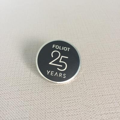 China Premium FOLIOT 25th Anniversary Enamel Pin - Silver Plated Commemorative Badge for Corporate Souvenirs for sale