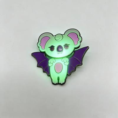 China Premium Glowing Koala Bat Enamel Pin – Cute Monster Themed Collectible Badge for Backpacks for sale