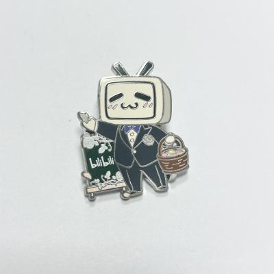 China Bilibili Little TV Butler Enamel Pin – Formal Suit & Flower Basket Kawaii Anime Lapel Pinly for sale
