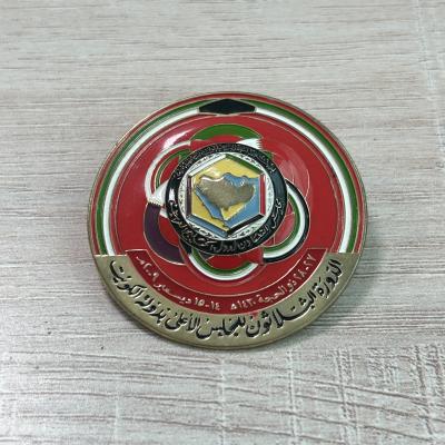 China Premium Gulf Cooperation Council (GCC) 27th Session Metal Pin – Kuwait National Assembly Commemorative Badge for sale