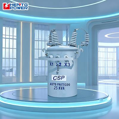 China HENTG Power Single Phase Pole Mounted Transformer 100KVA Outdoor Oil Immersed 480V/400V for Overhead Line Distribution for sale