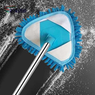 中国 青い三角形55-150cm Microfiberのシュニールのモップの望遠鏡のモップのハンドル セット 販売のため