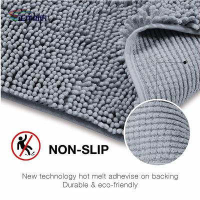 China 1800gsm Dekking van de het Toiletvloer van Mats Grey Microfiber Chenille van het deurtapijt de Pu Met een laag bedekte Steunende Te koop
