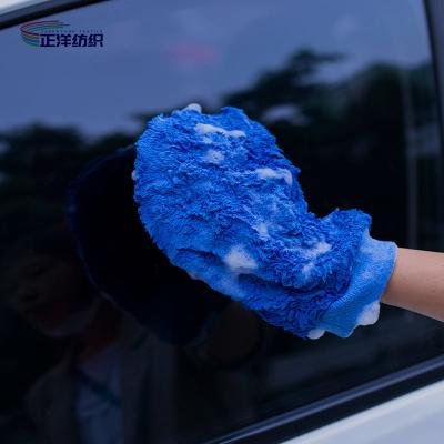 China 28x18cm 86g de Blauwe Absorberende Auto die van het Vacht Super Water Microfiber-Handschoenen schoonmaken Te koop