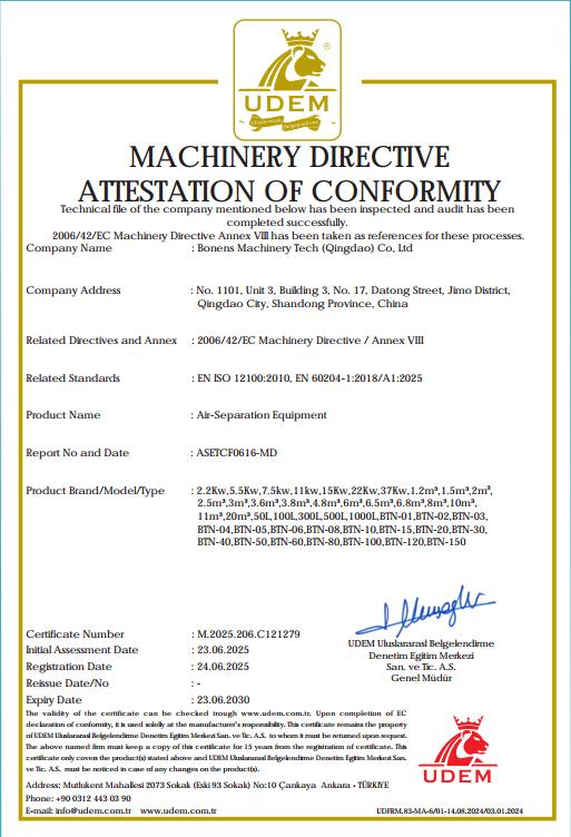 CE - Bonens machinery Tech (Qingdao) company Ltd .