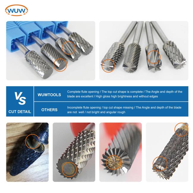 Carbide burr cut types comparison