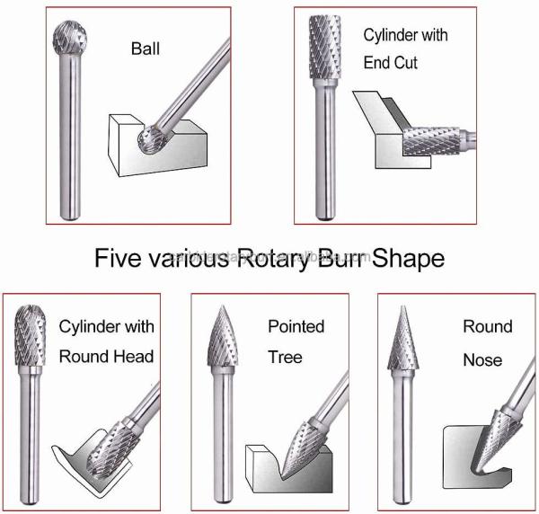 Cemented Carbide Rotary Files Burrs For Metal Processing Carbide burr 5 Pieces Set