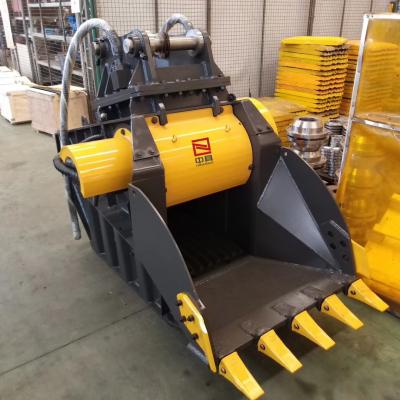 China 1240 mm Max Jaw Opening Excavator Crushing Bucket met roterende functie en hoge capaciteit Te koop