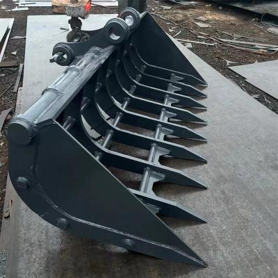 China 300 kg Load Mini Excavator Attachments Bucket Root Rake Grapple with Customized Width for sale