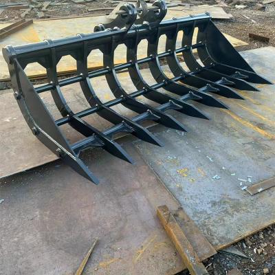 China 300 kg Load Mini Excavator Attachments Bucket Root Rake Grapple with Customized Width for sale