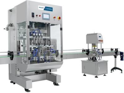 Cina Riempitore capo dell'imbottigliatrice della lozione di controllo di quattro PLC+LCD/bottiglia della lozione in vendita