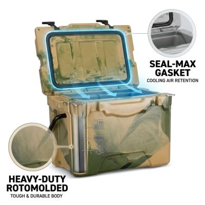 China Portable 38L Rotomolded Cooler Box Outdoor Ice Chest Leak Proof Drain Plug Family Picnic Cooler for sale