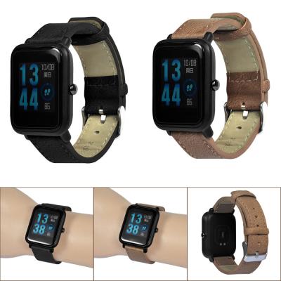 China Retro Leather Bracelet For Xiaomi Huami Amazfit Bip Youth Watch Strap Xiomi Replacement Smart Accessories Band Wrist MA2 for sale