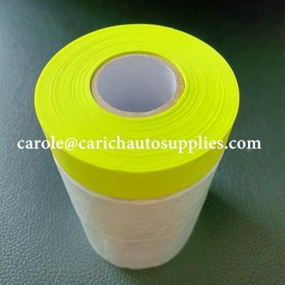China painter's static plastic paint masking film with masking tape in one side for sale