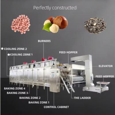 China Continuous Peanut Roasting Machine SUS304 PLC Control 300-5000kg Capacity Nuts/Seeds/Pistachio/Almond Roaster for sale