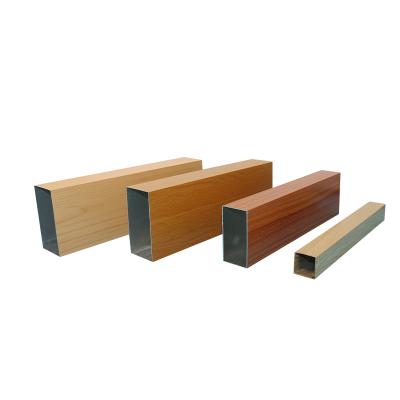 China Wood Grain Aluminum Strip Ceiling Fireproof Metal Baffle Ceiling Grid For Indoor Outdoor for sale