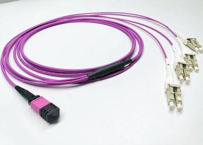 China 3.0mm Multimode OM4 MPO Fanout Kabel voor Data Centerlszh Materiële Violette Kleur Te koop
