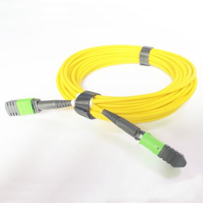 中国 40G/100G議定書のためのMpoケーブルの黄色色Bの極性への単一モード3.0mm Mpo 販売のため