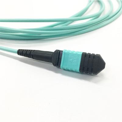 Cina acqua del cavo OM3 50/125μM 3.0mm OFNR della toppa di 8F MPO per l'infrastruttura del centro dati in vendita