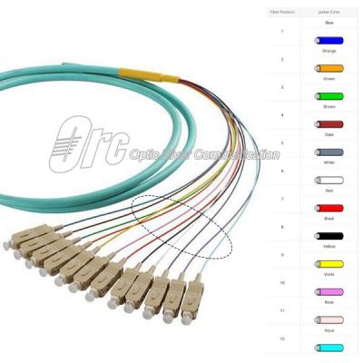 Cina 12 testa ottica del quadrato dello Sc UPC di Jumper Fiber Pigtail Cable OM3 della fibra dei centri in vendita
