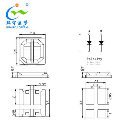 China PCT2835 Bicolor SMD LED Chip 3000K 6500K Adjustable Led Smd Chip for sale