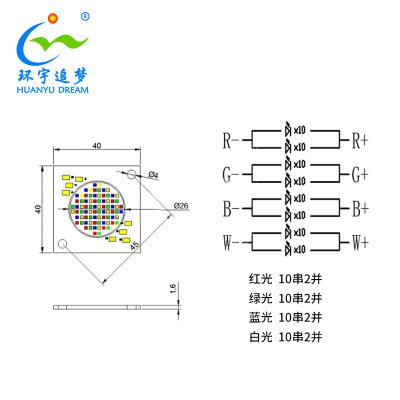 Cina Chip LED COB RGBW da 200 W 4026 LED a 4 colori Super Lighting DC28V in vendita