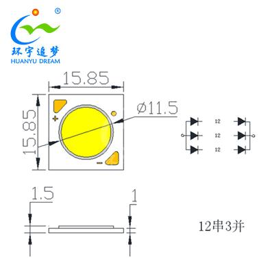 China High CRI90+ 18W 16*11mm COB LED 1616 36-39V 3000K For Photography Customizable for sale