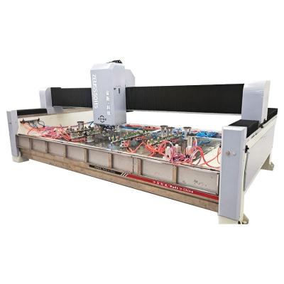 China Customizable 3000x1600mm Stone CNC Center ZEUS Brand PLC Servo Motor High Rigidity Low Noise 220v/380v 7.5kw+7.5kw for sale