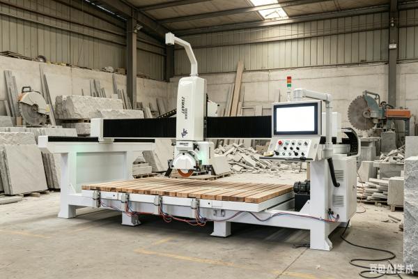 Quality 4+3 AXIS CNC STONE CUTTING MACHINE 15KW+7.5KW 3200*2000MM SAVE MONEY CHEAP EXCELLENT FREE  AFTER SALES TRAINING CUSTOM LOGO CHAMFER 45 DEGREE SPINDLE CAMERA TWO SUCTIONS SAW BLADE TABLE TILT 85 DEGEEE for sale