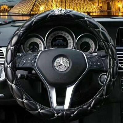 China factory offer embroidery hot sell black diamond car steering wheel cover for sale
