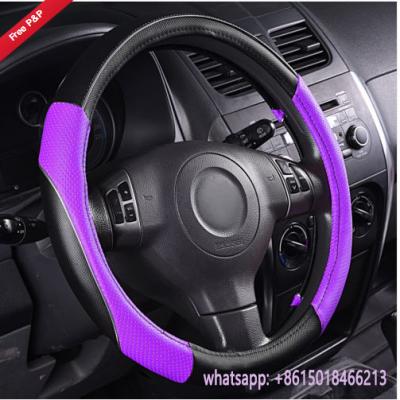 China hot sell purple super fiber leather special design auto steering wheel cover car interior decoration for sale