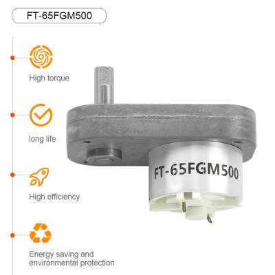 China FT-65FGM500 Slow Speed 12V DC Motor 1-200rpm High Torque DC Gear Motor For Valve for sale