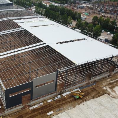 China 100m Steel Structure Warehouse with 5T Overhead Cranes for sale