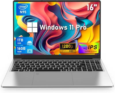 Cina N95 Processore 16 pollici Gaming Laptop 16GB RAM 1TB SSD Impressione digitale Sblocca WiFi 5 BT 4.2 in vendita