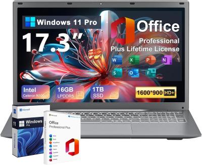 China 17.3 Inch Windows Laptop Computer Intel 4-Core N100 HD Display Windows 11 Pro Laptop for sale