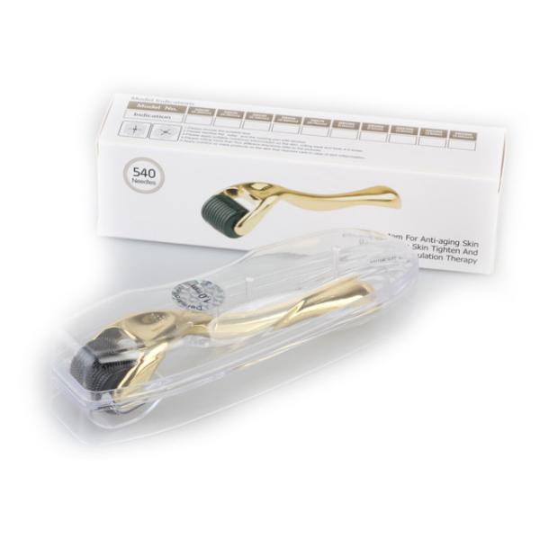 Quality Home NO Plugs Type 540-pin Derma Roller with Gold Color Handles Skin Rejuvenatio for sale